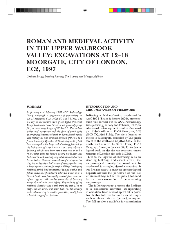 (PDF) Roman and Medieval activity in the Upper Walbrook Valley ...