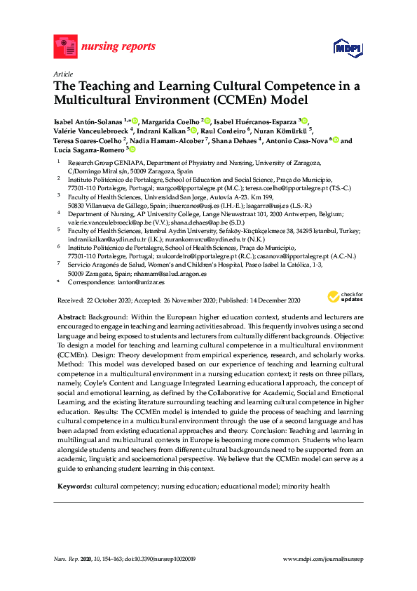 (PDF) The Teaching and Learning Cultural Competence in a Multicultural ...