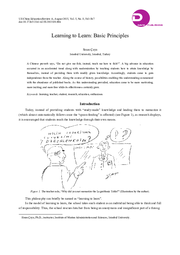 (PDF) Learning to Learn: Basic Principles | Sinan Çaya - Academia.edu