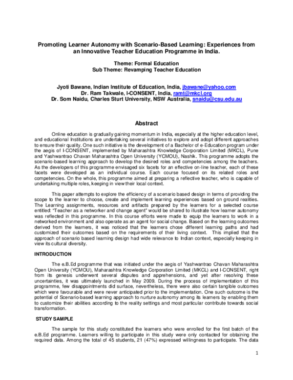 (PDF) Promoting learner autonomy with scenario-based learning ...