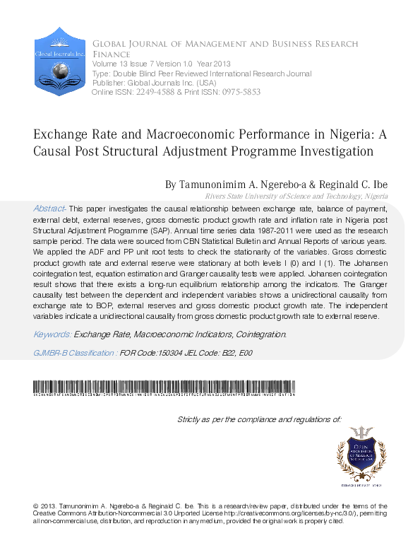 (PDF) Exchange Rate and Macroeconomic Performance in Nigeria: A Causal ...