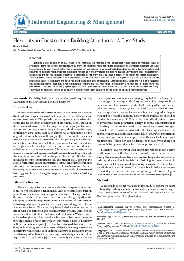 (PDF) Flexibility In Construction Building Structures- A Case Study