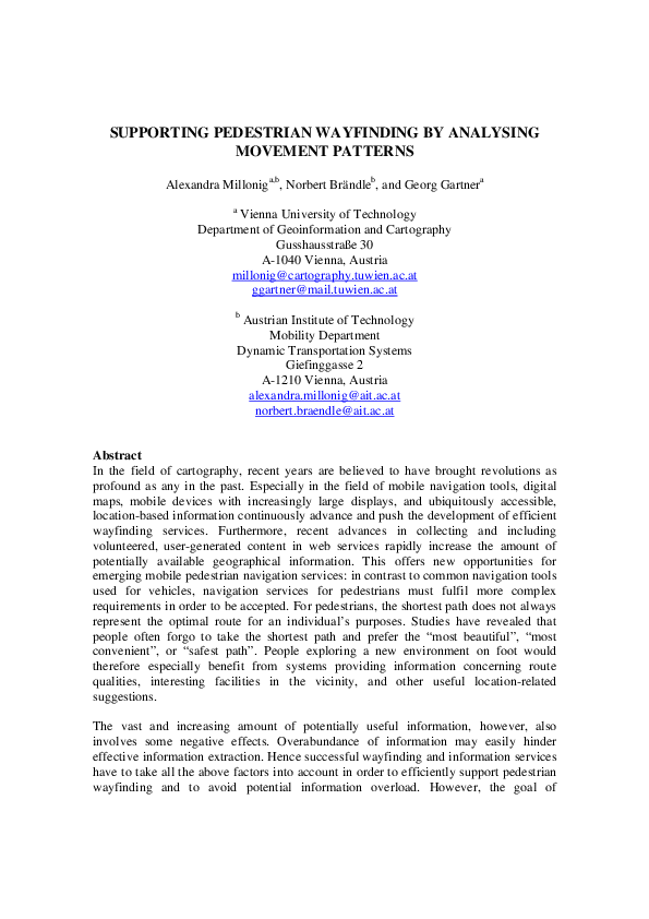 (PDF) Supporting Pedestrian Wayfinding by Analysing Movement Patterns