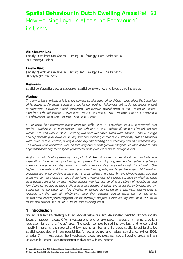 (PDF) Spatial behaviour in Dutch dwelling areas : How housing layouts ...