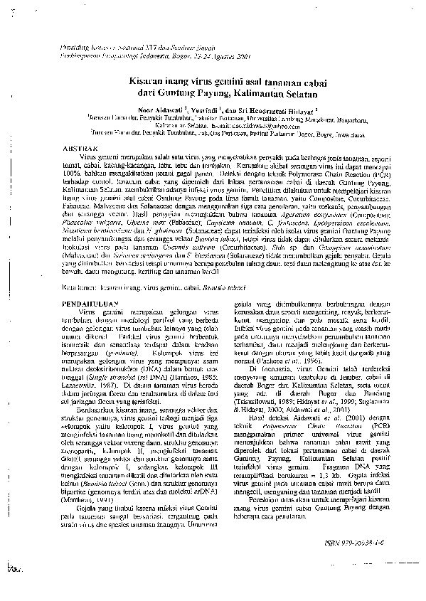 (PDF) Kisaran inang virus gemini asal tanaman cabai dari Guntung Payung ...