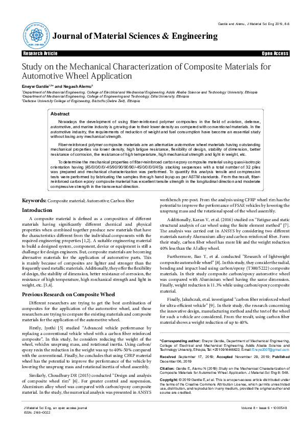 (PDF) Study on the Mechanical Characterization of Composite Materials forAutomotive Wheel ...