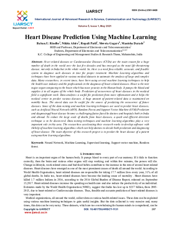(PDF) Heart Disease Prediction Using Machine Learning