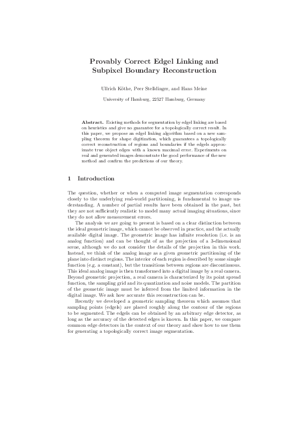 (PDF) Provably correct edgel linking and subpixel boundary reconstruction