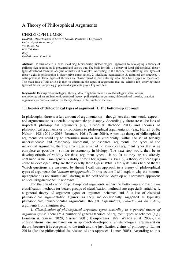 (PDF) A Theory of Philosophical Arguments