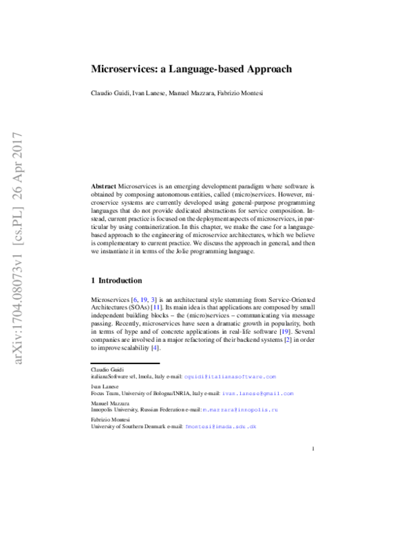 (PDF) Microservices: A Language-Based Approach