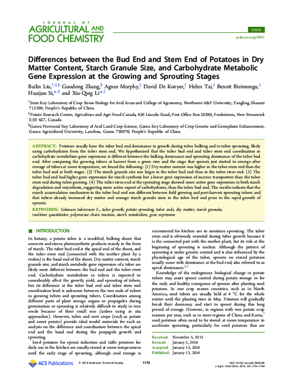 (PDF) Differences between Bud-End and Stem-End of Potatoes in Dry ...