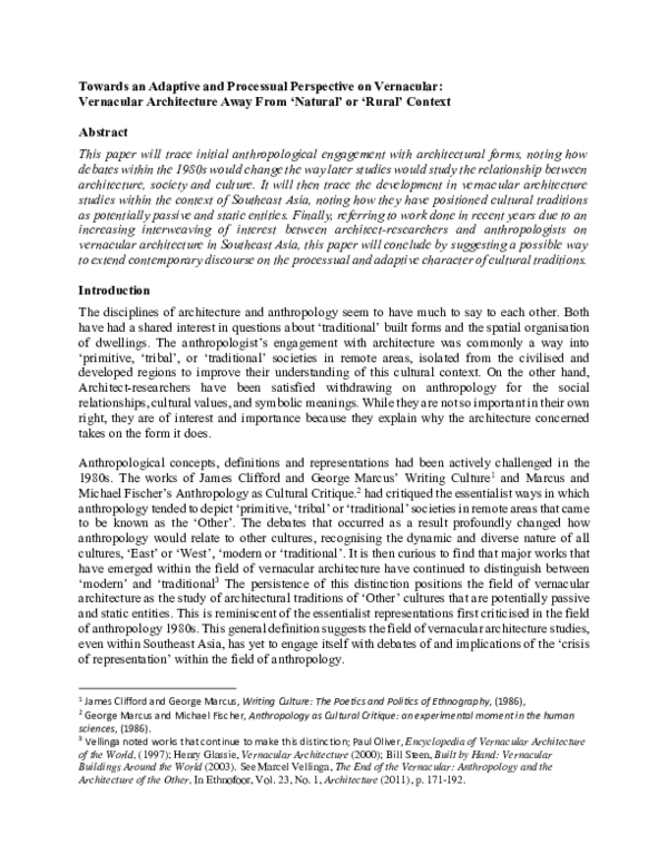 (PDF) Towards an Adaptive and Processual Perspective on Vernacular ...