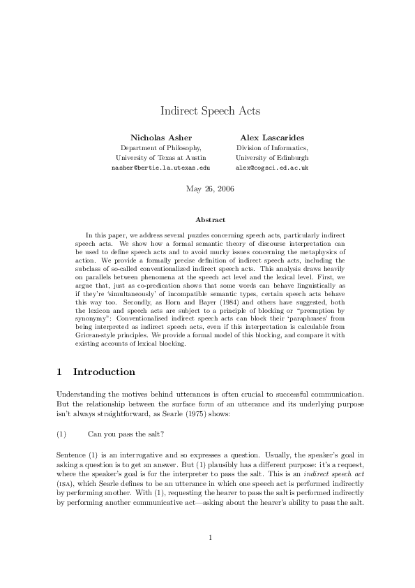 (PDF) Indirect speech acts