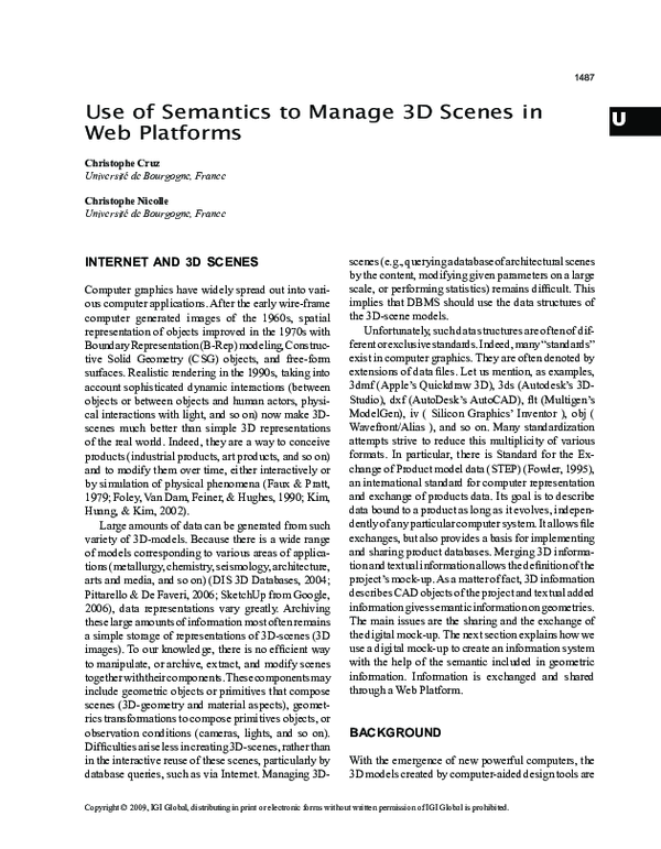 (PDF) Using Semantics to Manage 3D Scenes In Web Platforms