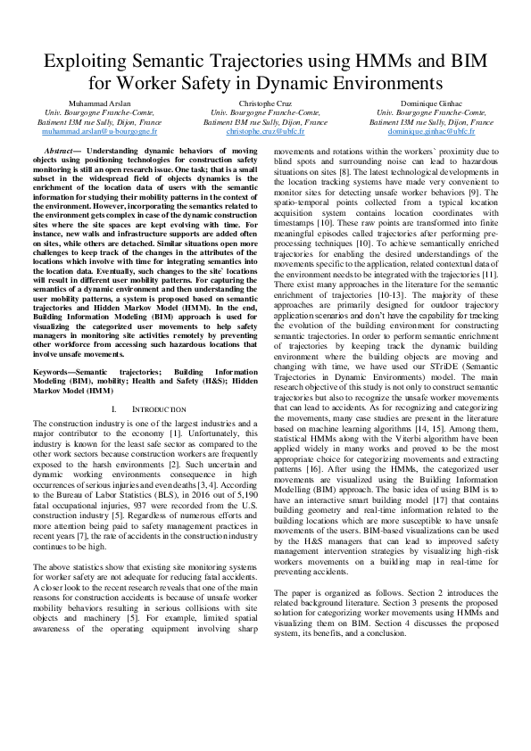 Pdf Exploiting Semantic Trajectories Using Hmms And Bim For Worker