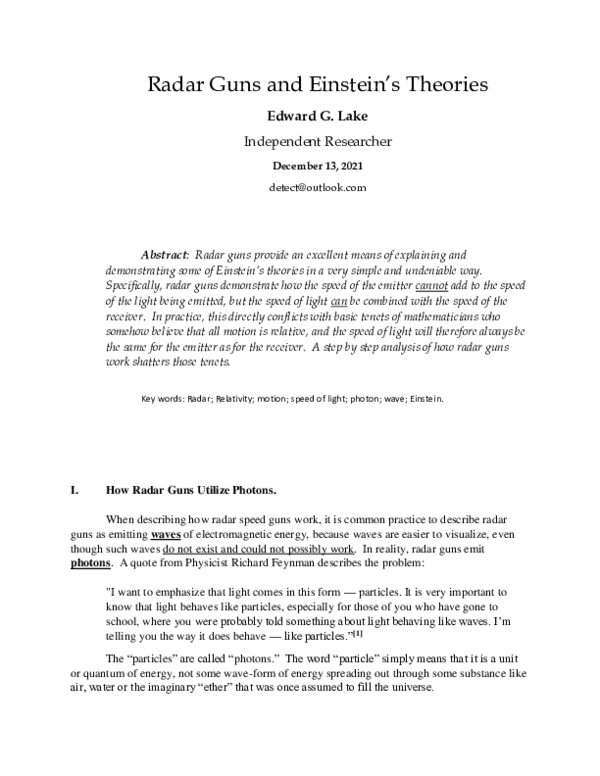 (PDF) Radar Guns and Einstein's Theories