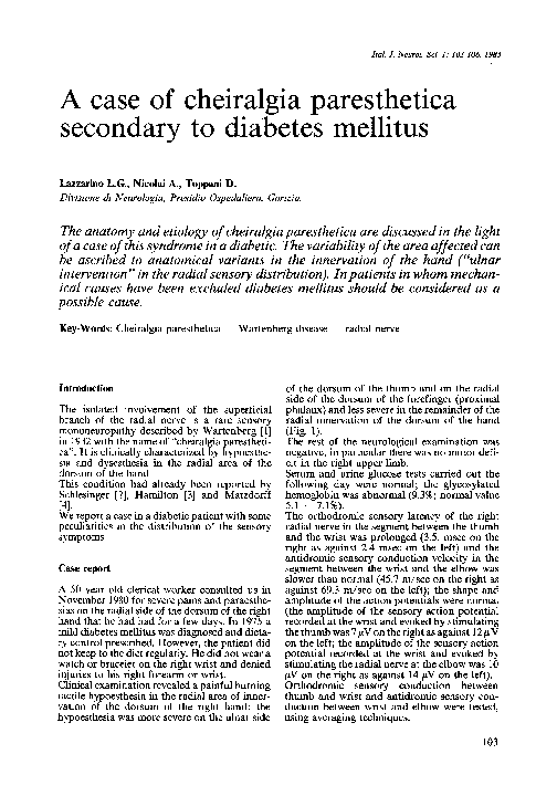 (PDF) A case of cheiralgia paresthetica secondary to diabetes mellitus ...