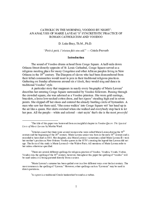 (PDF) Catholic in the Morning, Voodoo by Night: An Analysis of Marie ...