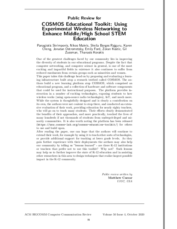 (PDF) COSMOS educational toolkit