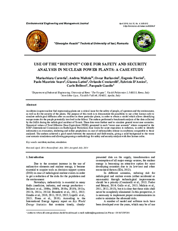 (PDF) Use of the "Hotspot" Code for Safety and Security Analysis in ...