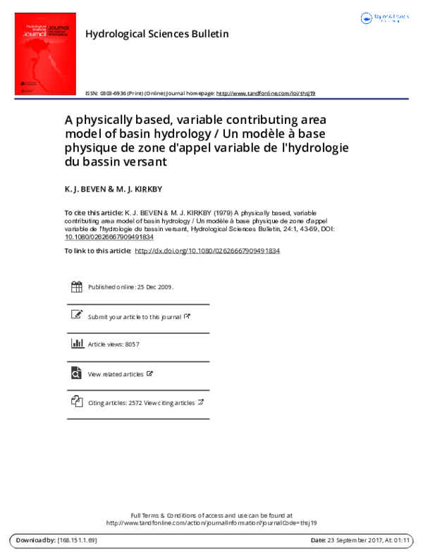 (PDF) A physically based, variable contributing area model of basin hydrology
