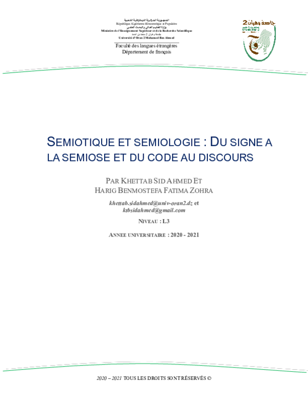 (PDF) Sémiotique et sémiologie: Du signe à la sémiose et du code au ...
