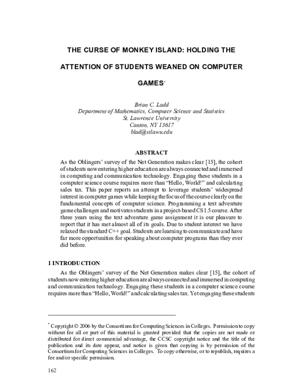 (PDF) The curse of Monkey Island: holding the attention of students ...