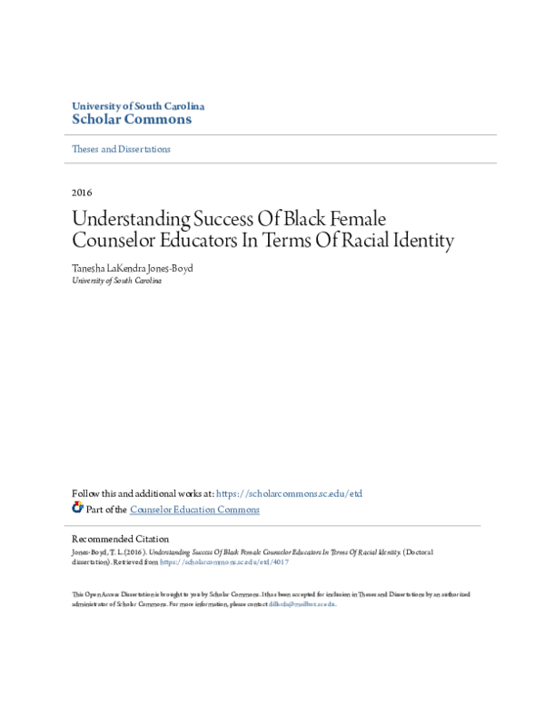 (PDF) Understanding Success Of Black Female Counselor Educators In ...