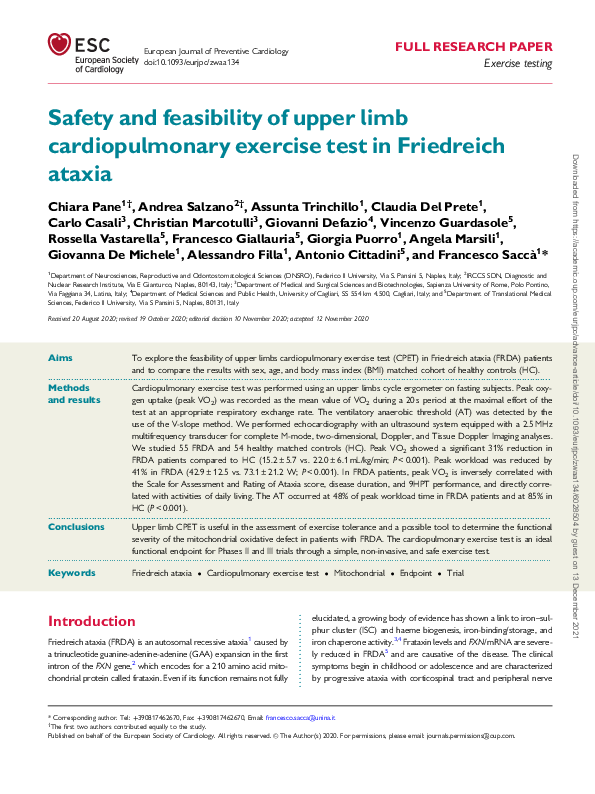 (PDF) Safety and feasibility of upper limb cardiopulmonary exercise ...