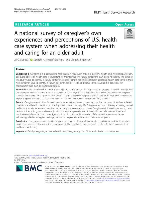 (PDF) A national survey of caregiver’s own experiences and perceptions ...