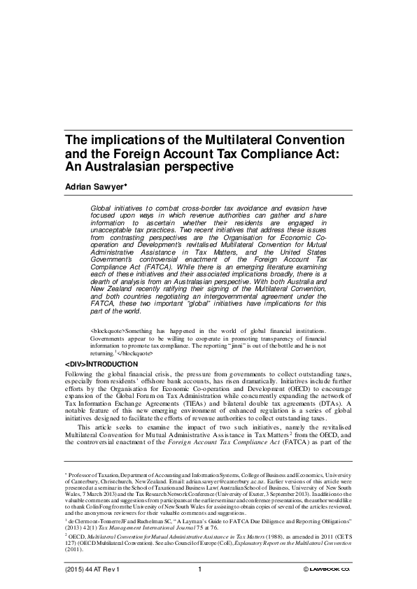 (PDF) Assessing the Implications of the Multilateral Convention and the ...
