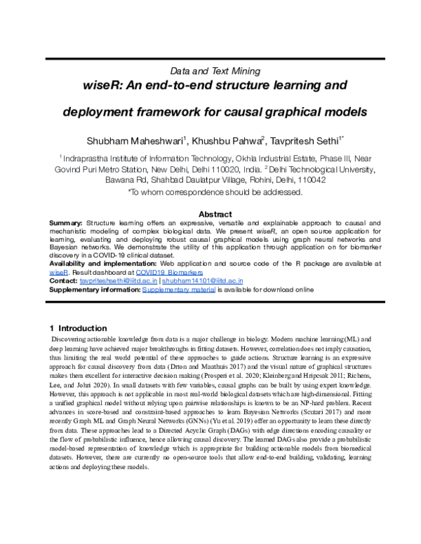 (PDF) WiseR: An end-to-end structure learning and deployment framework ...