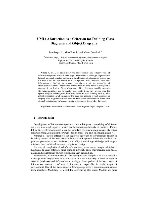 Pdf Uml Abstraction As A Criterion For Defining Class Diagrams And