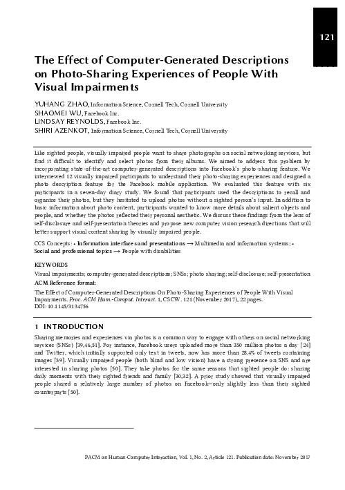 (PDF) The Effect of Computer-Generated Descriptions on Photo-Sharing ...