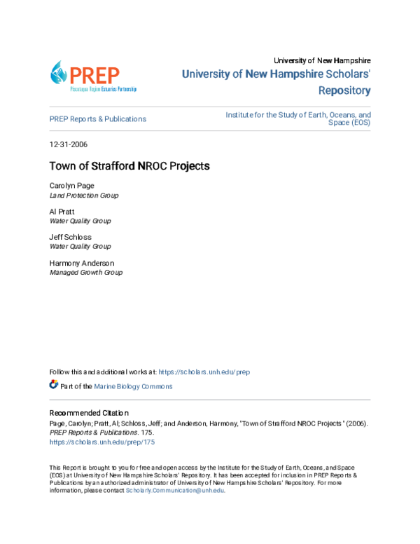 (PDF) Town of Strafford NROC Projects