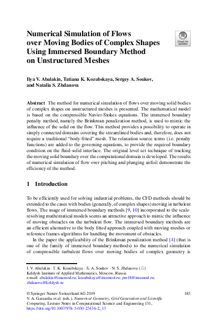 Pdf Numerical Simulation Of Flows Over Moving Bodies Of Complex Shapes Using Immersed Boundary