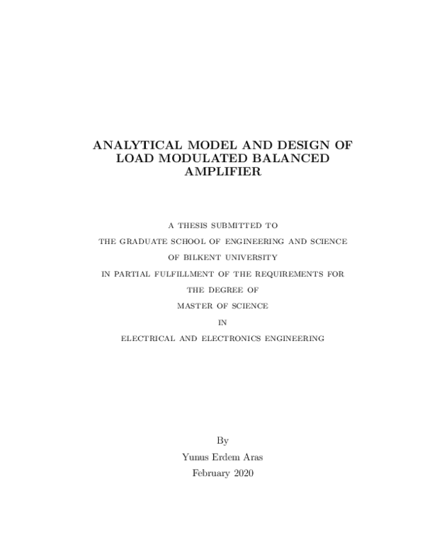 (PDF) Analytical model and design of load modulated balanced amplifier
