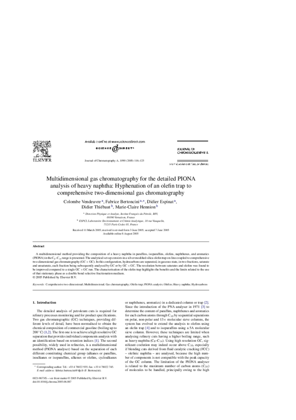 (PDF) Multidimensional gas chromatography for the detailed PIONA ...