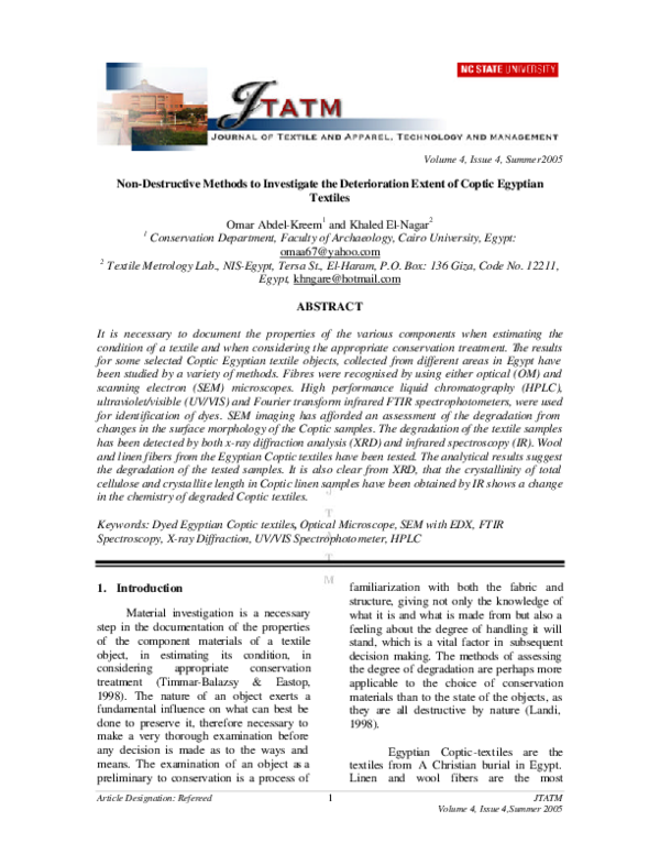 (PDF) Non-Destructive Methods to Investigate the Deterioration Extent ...