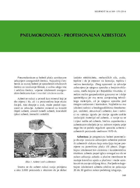 (PDF) Pneumokonioza - Profesionalna Azbestoza | Dijana Poplašen ...
