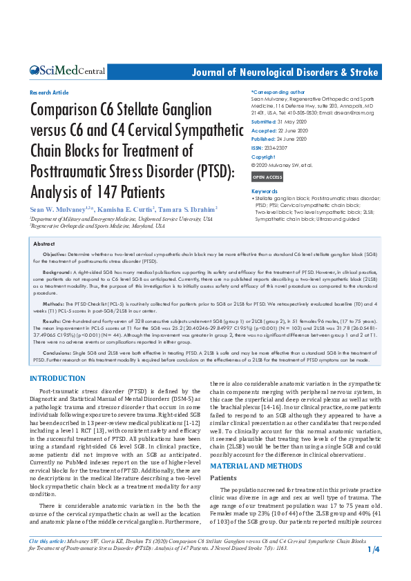 (PDF) Comparison C6 Stellate Ganglion versus C6 and C4 Cervical ...