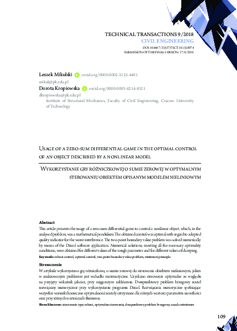 (PDF) Optimal Control with Zero-Sum Games for Nonlinear Systems