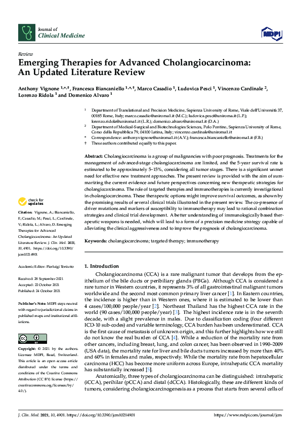 (PDF) Emerging Therapies for Advanced Cholangiocarcinoma: An Updated Literature Review