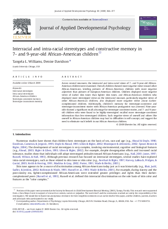 (PDF) Interracial and intra-racial stereotypes and constructive memory ...