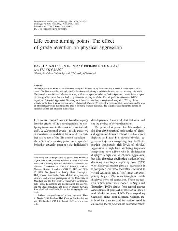 (PDF) Life course turning points: The effect of grade retention on ...