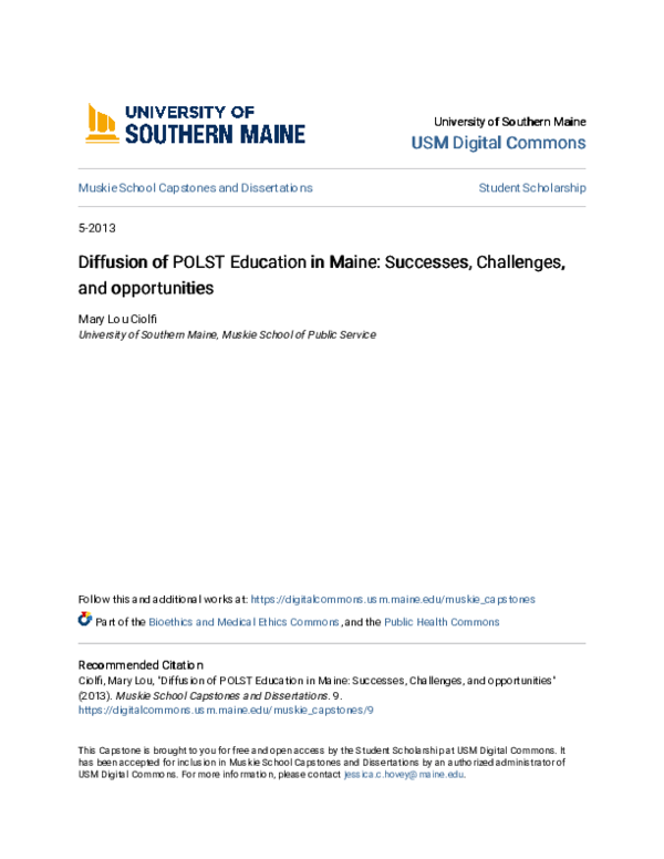 (PDF) Diff usion of POLST Education in Maine: Successes, Challenges ...