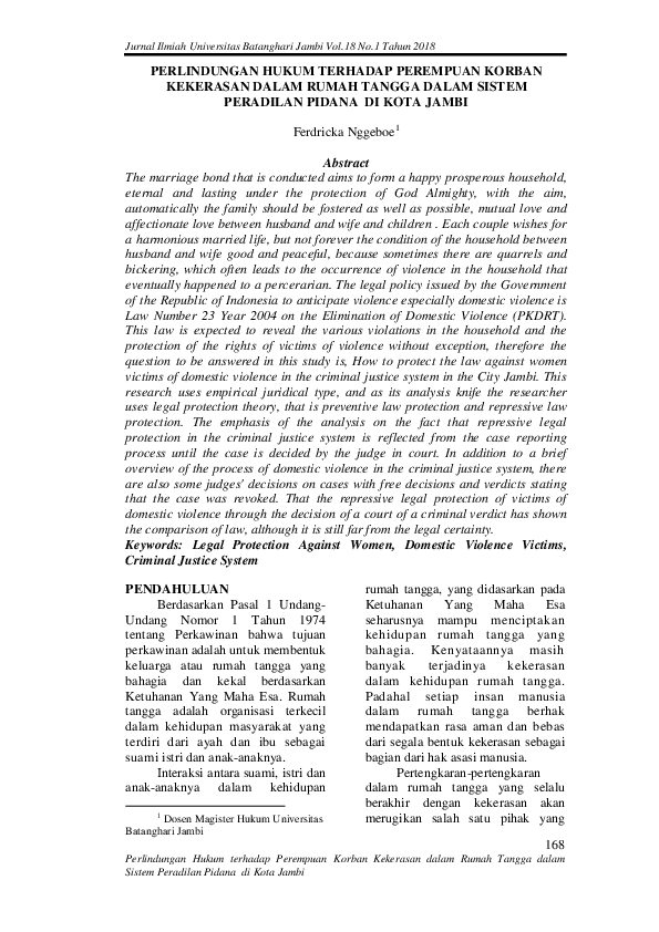 (PDF) Perlindungan Hukum Terhadap Perempuan Korban Penelantaran Rumah Tangga Sebagai Bentuk ...