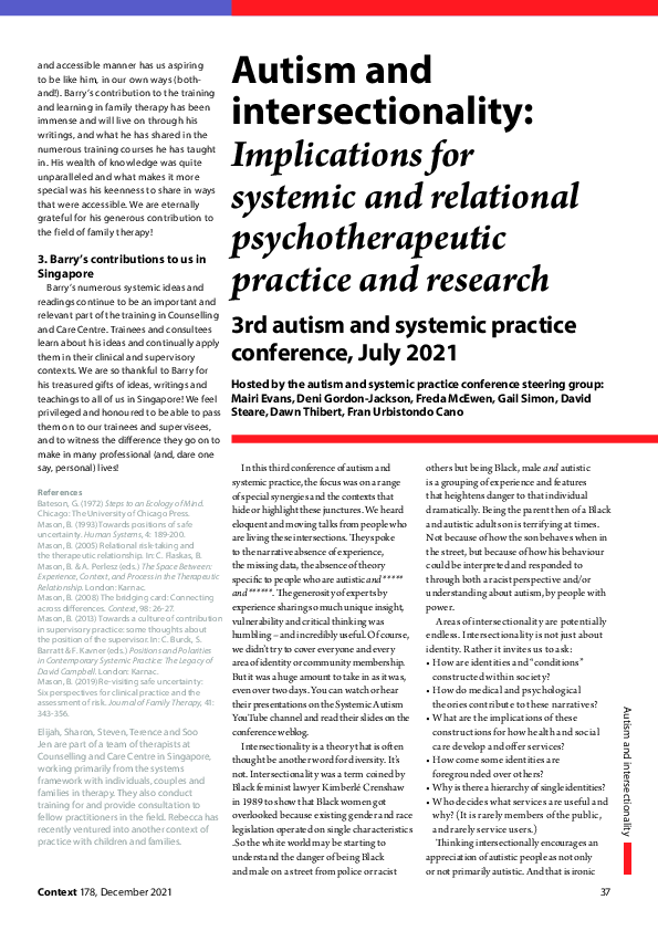 (PDF) Autism and intersectionality. Review of 3rd autism and systemic ...