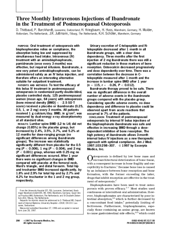 (PDF) Three monthly intravenous injections of ibandronate in the ...