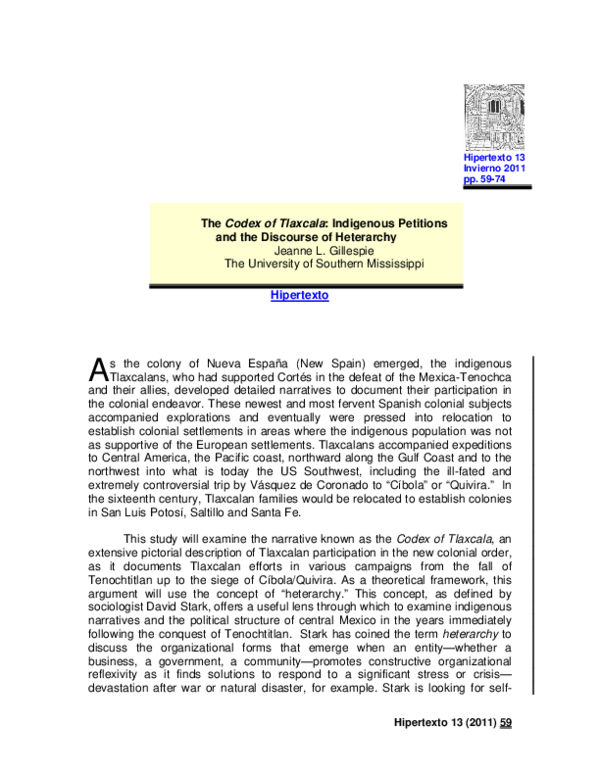 (PDF) The Codex of Tlaxcala: Indigenous Petitions and the Discourse of ...